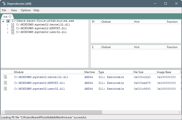 Dependenciesを使い、EXEが参照しているDLLファイルを調べる | 迷惑堂本舗